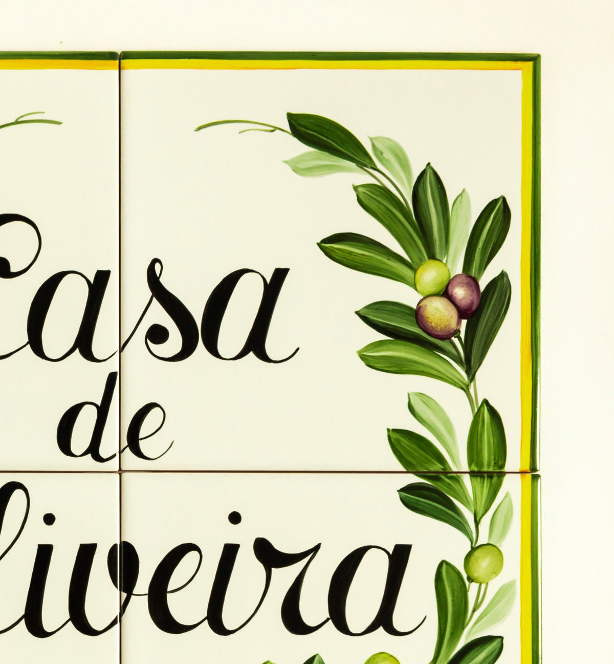 Ceramic Tiles Mural with Olive Branches, Custom House Sign– Dipinto Ad Arte