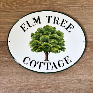 Personalized Cottage Sign with Elm Tree, Custom Name Plaque– DipintoAdArte
