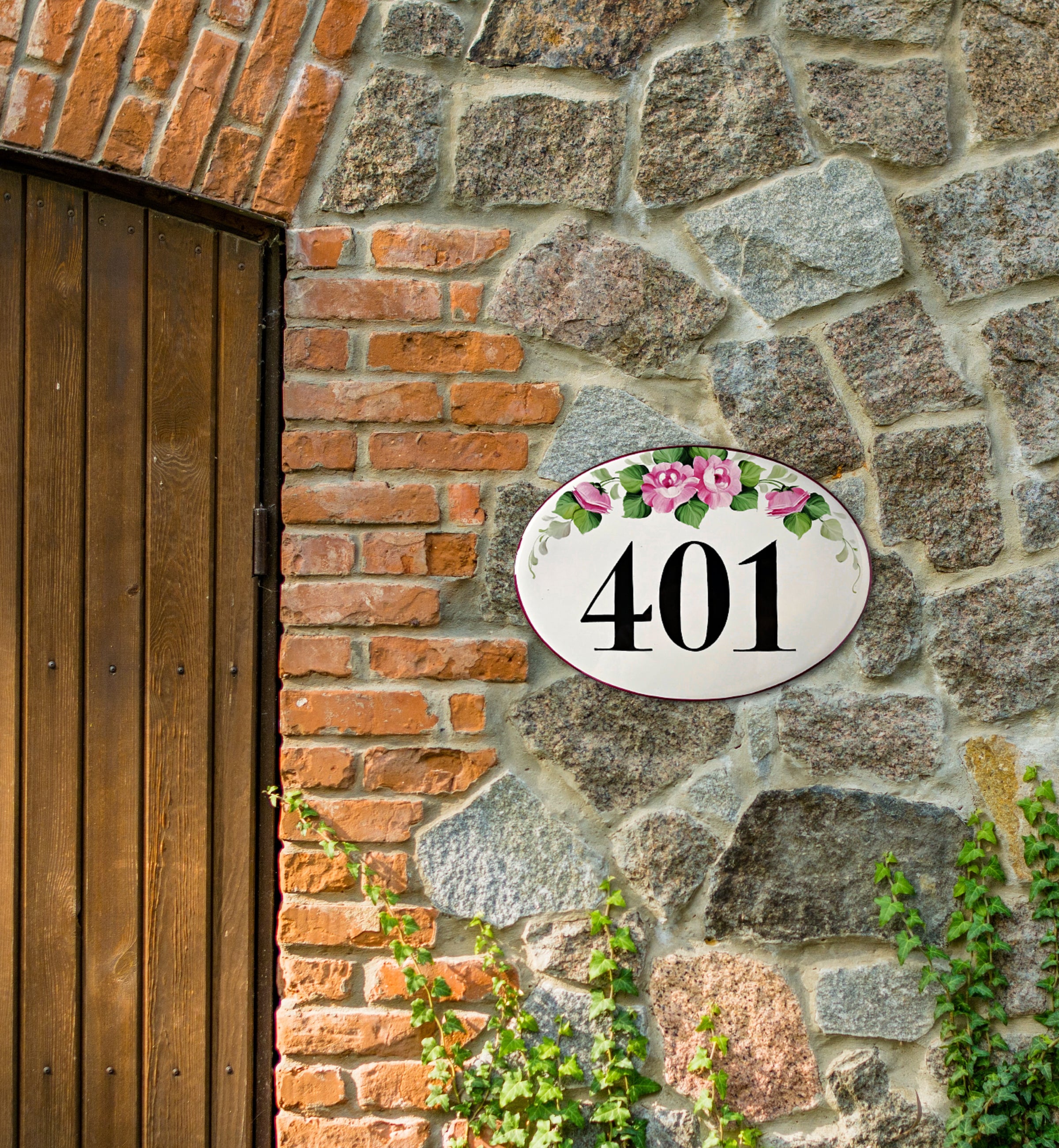 Roses House Sign | Hand Painted Ceramic Address Plaque– Dipinto Ad Arte