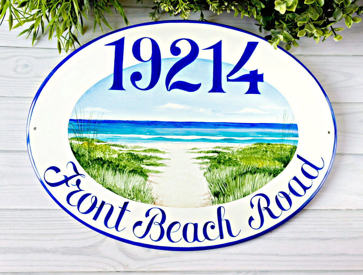 Personalized Address Plaque, Ocean beach house sign– Dipinto Ad Arte