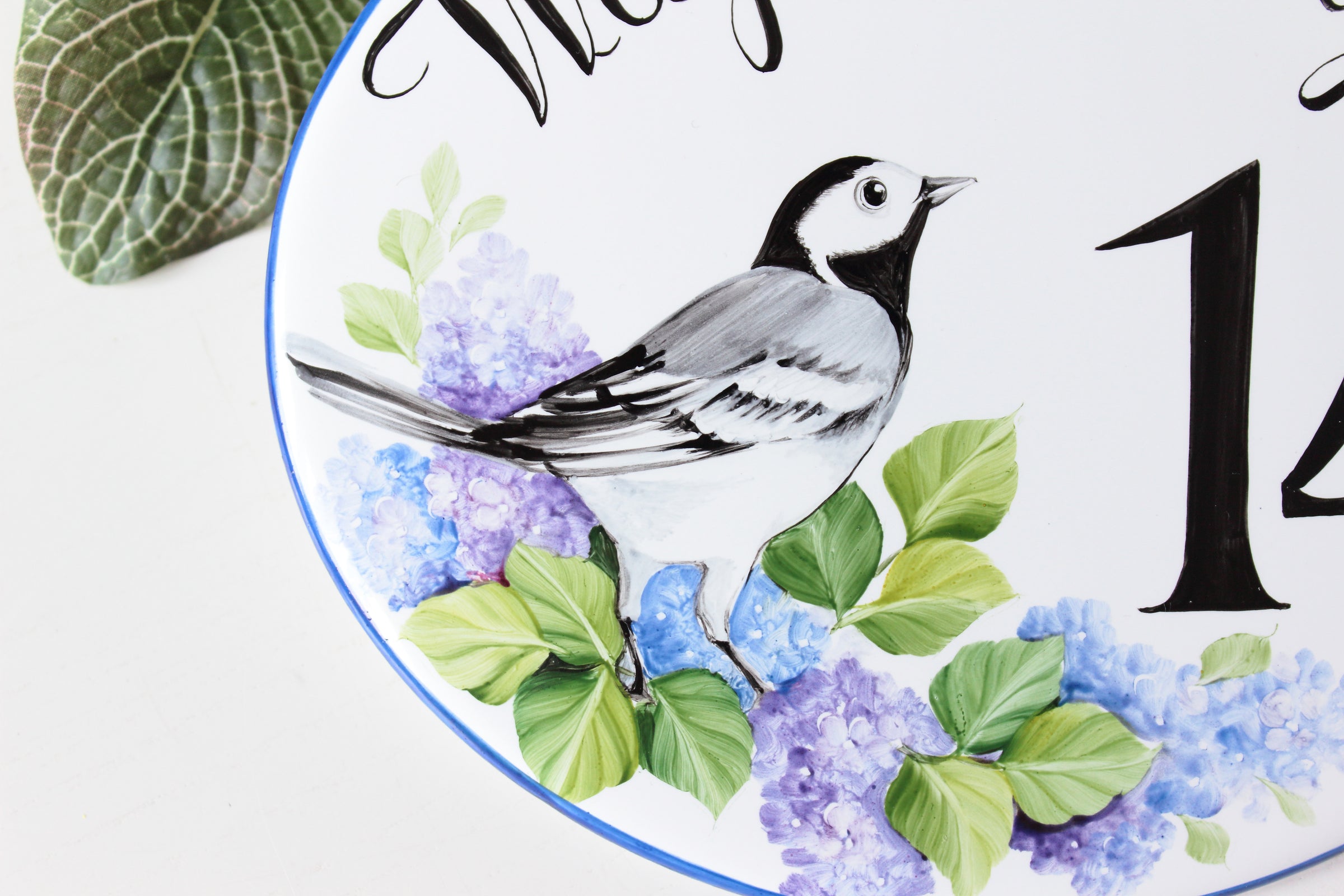 Custom House Numbers - Cottage name sign with little bird– Dipinto Ad Arte