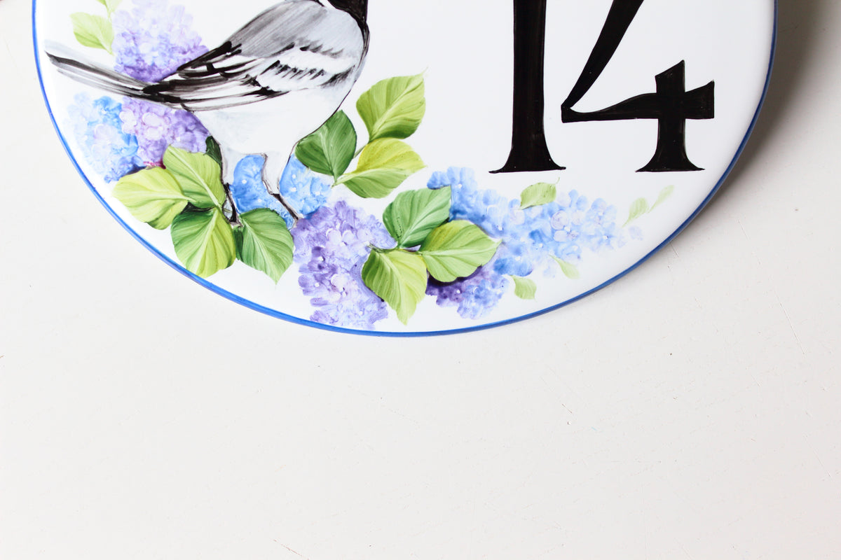 Custom House Numbers - Cottage name sign with little bird– Dipinto Ad Arte