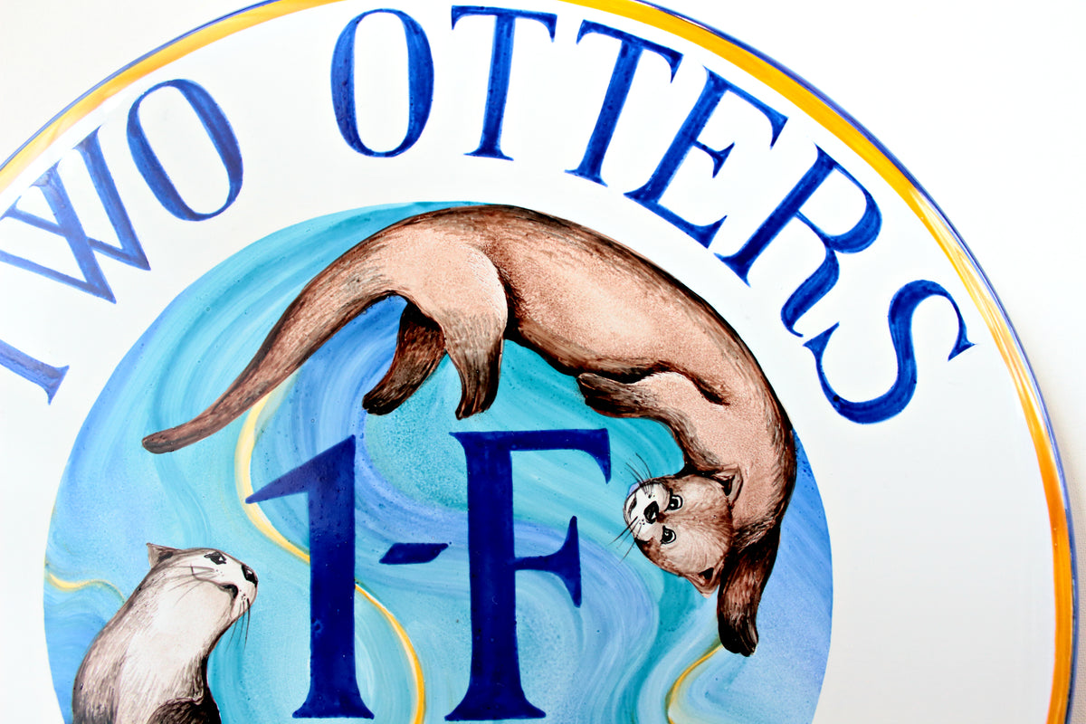 Round House Numbers Plaque with Otters, Front Door sign– Dipinto Ad Arte