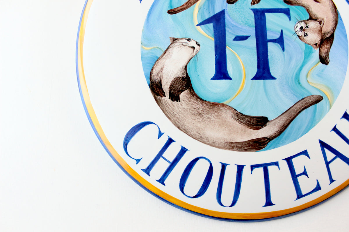 Round House Numbers Plaque with Otters, Front Door sign– Dipinto Ad Arte