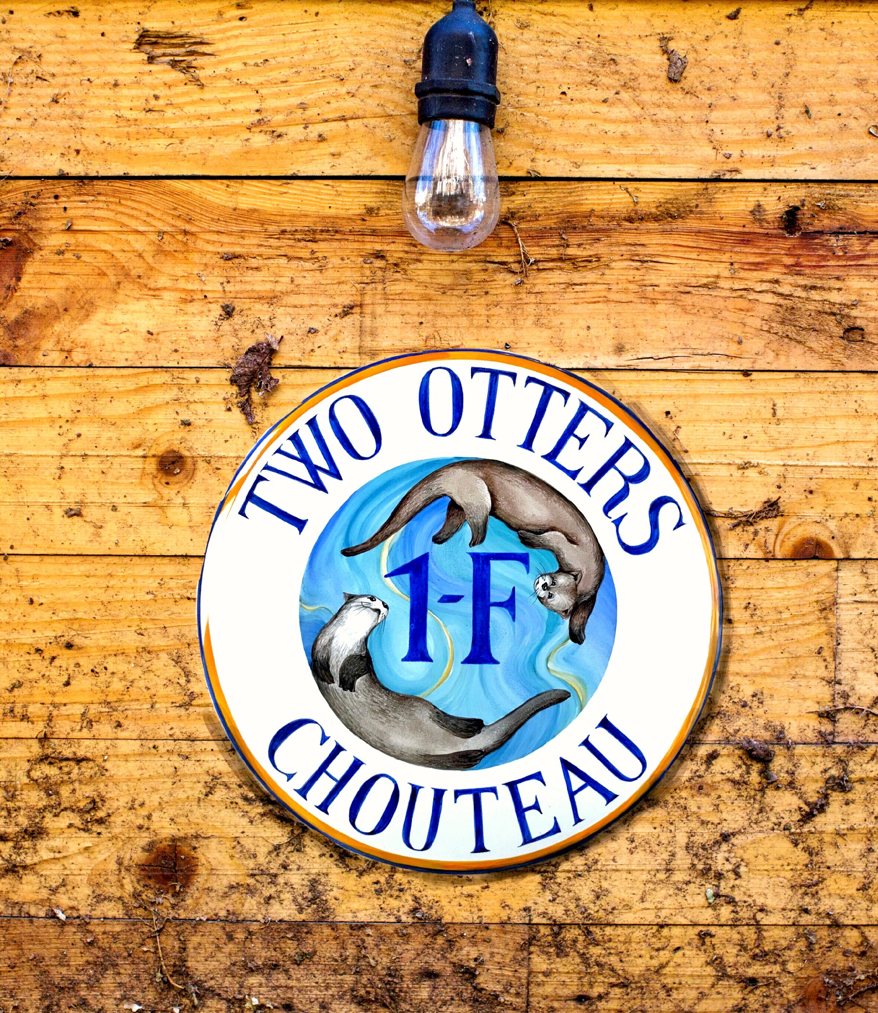 Round House Numbers Plaque with Otters, Front Door sign– Dipinto Ad Arte